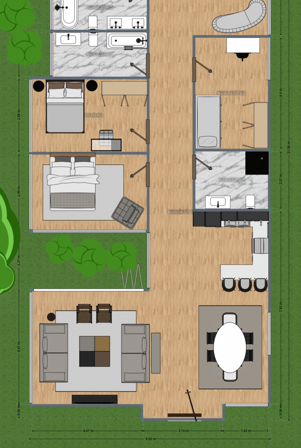 Planos de casas de 4 dormitorios gratis | Planner 5D